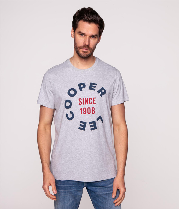 T-shirt regular z brandowanym nadrukiem CRAYON 3040 LIGHT GREY MELANGE ...