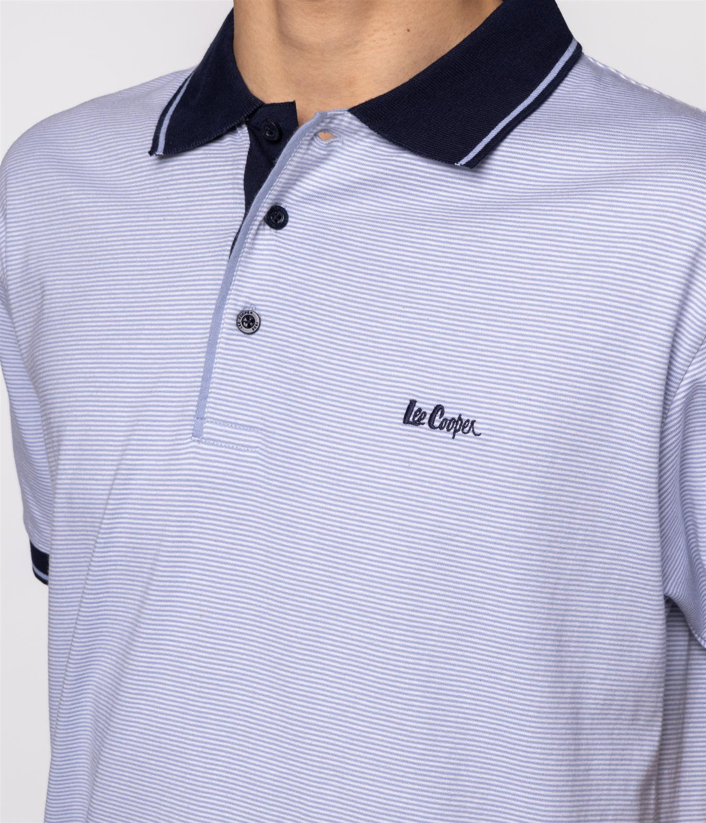 Koszulka polo w drobne paski AXEL 4142 BLUE - Lee Cooper