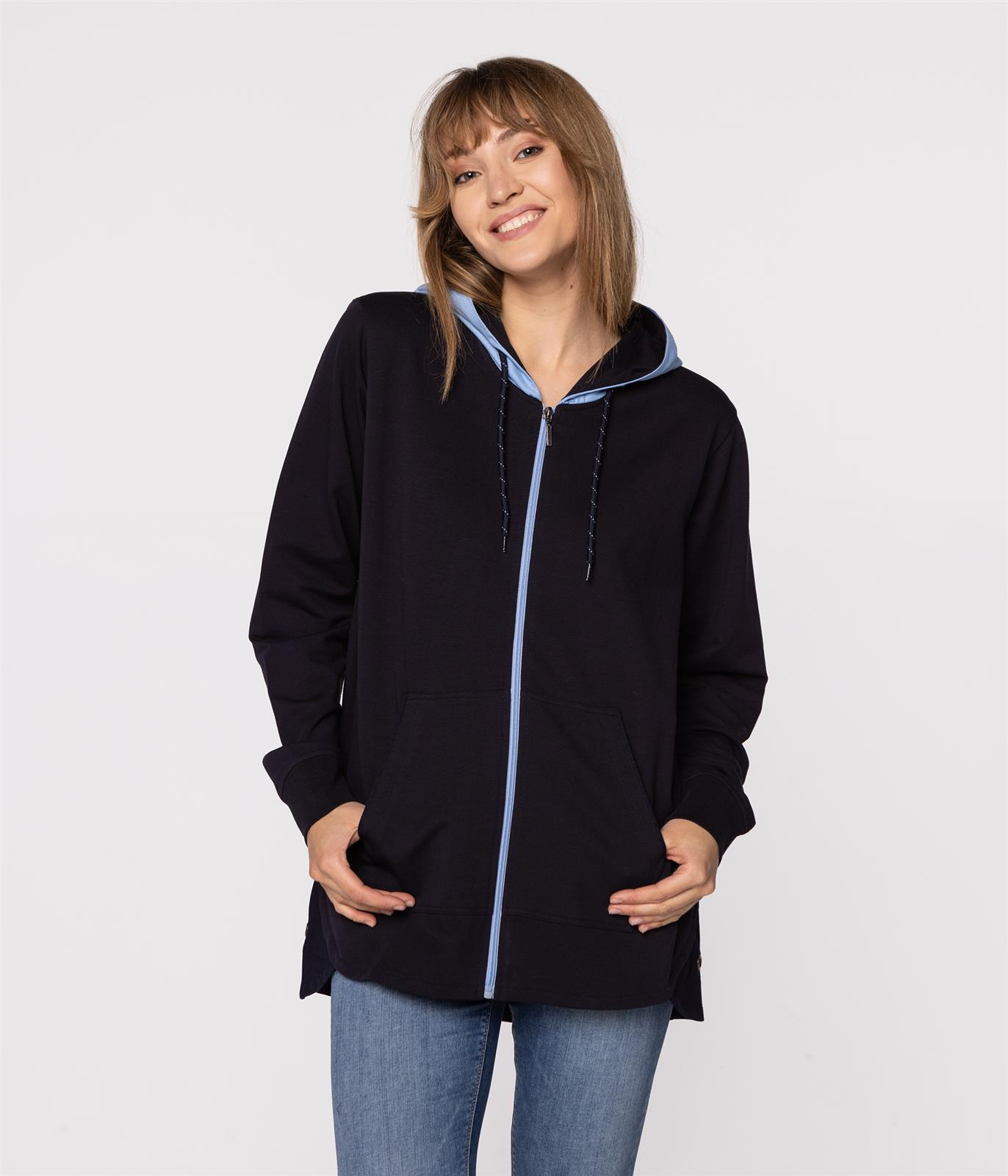 Rozpinana bluza damska z kapturem ELIA 4508 NAVY - Lee Cooper