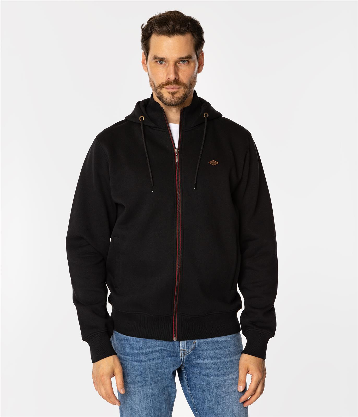 Rozpinana bluza męska z kapturem FORT 9252 CAVIAR - Lee Cooper